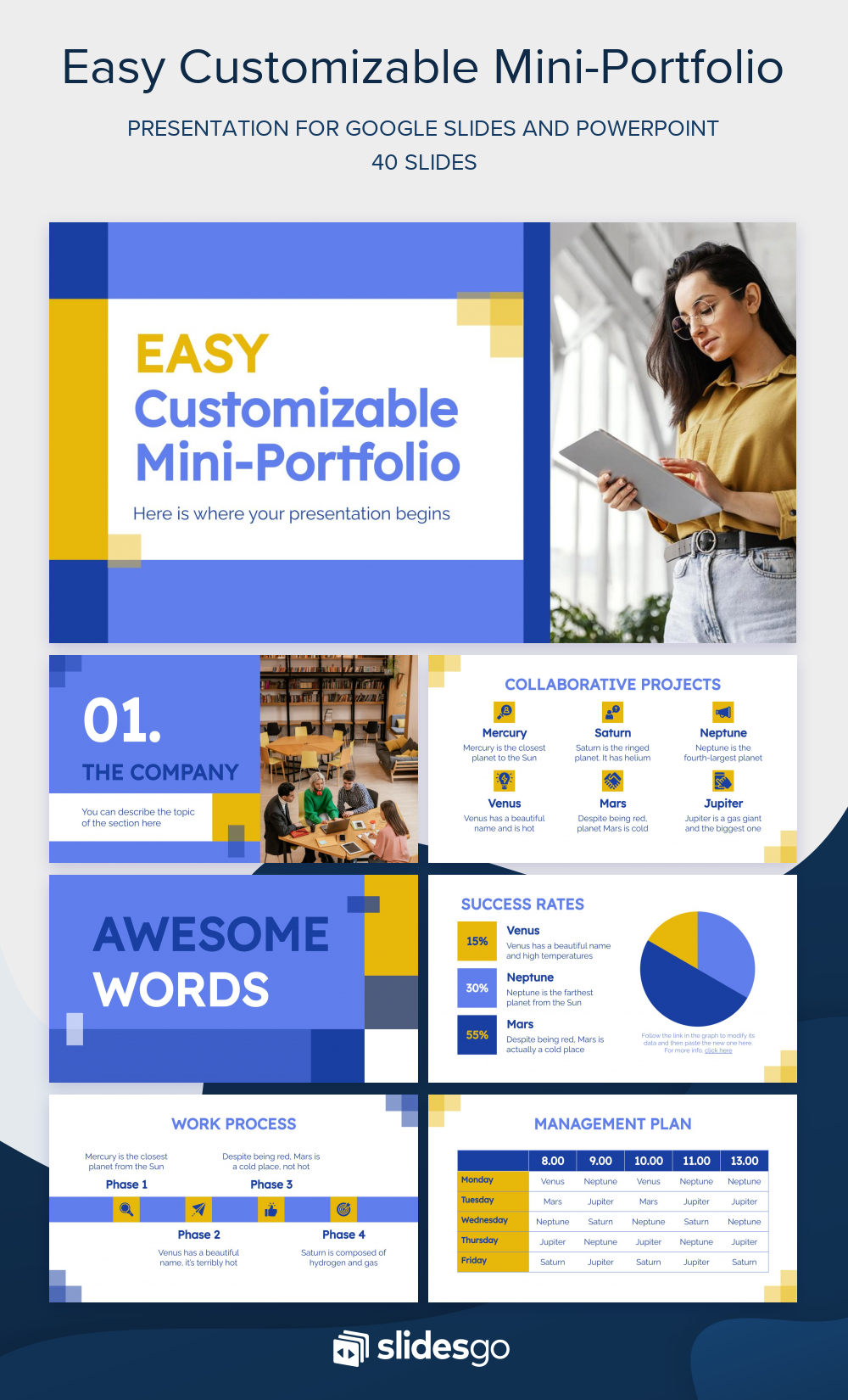 Easy Customizable Mini-Portfolio | Google Slides & PowerPoint