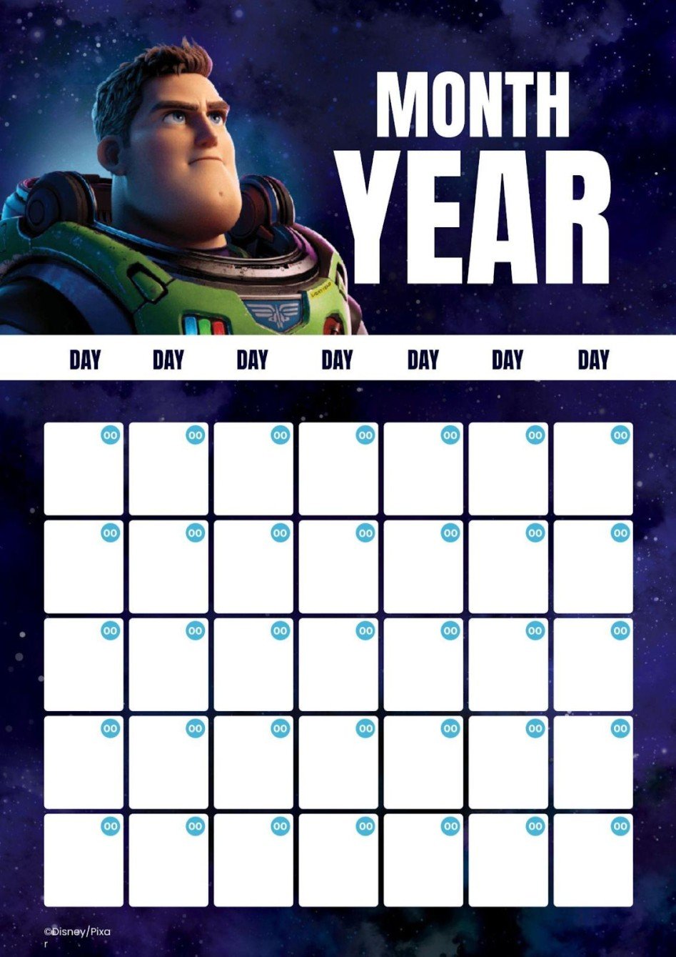 Buzz Lightyear Monthly Calendar Presentation