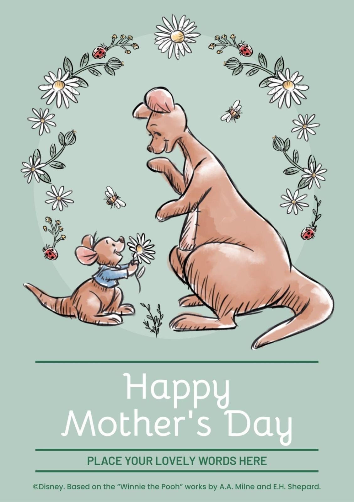 Kanga & Roo Winnie the Pooh Characters Mother's Day Card