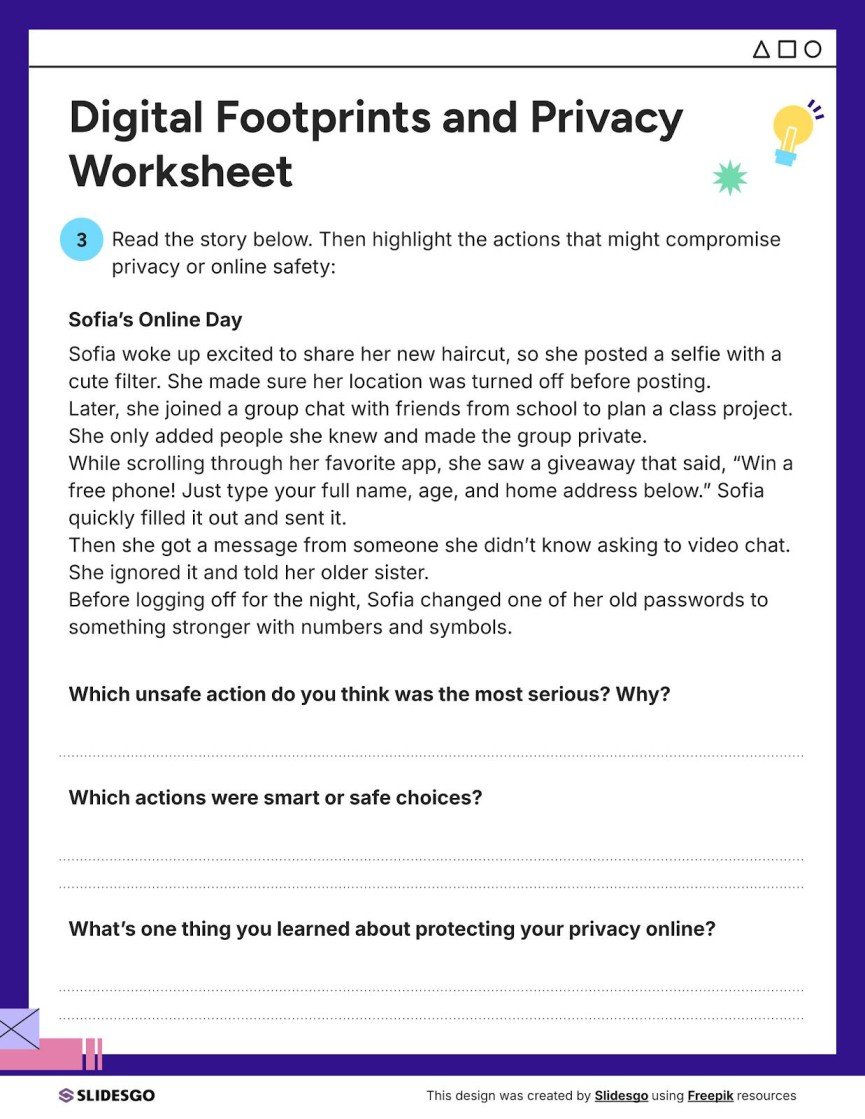 Digital Footprints and Privacy Worksheet Presentation