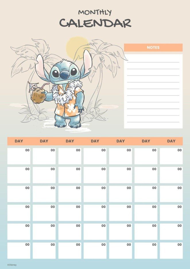 Presentación Calendario mensual de Stitch