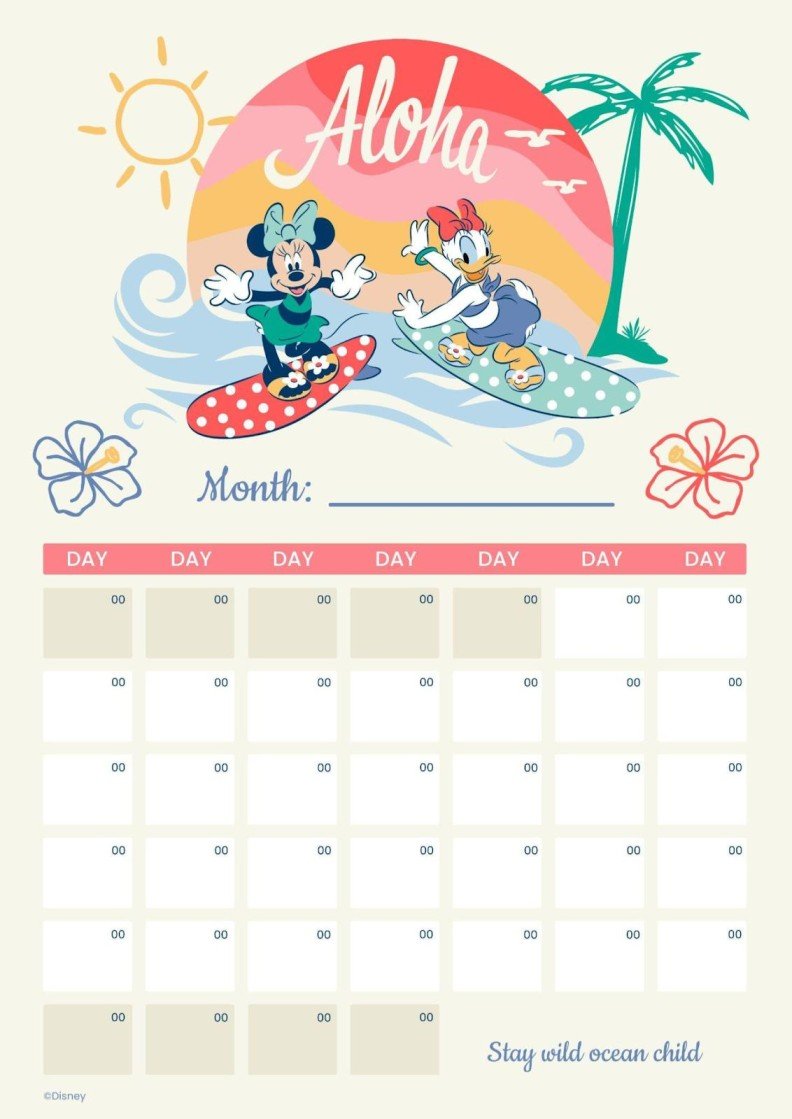 Minnie Mouse Summer Calendar Presentation