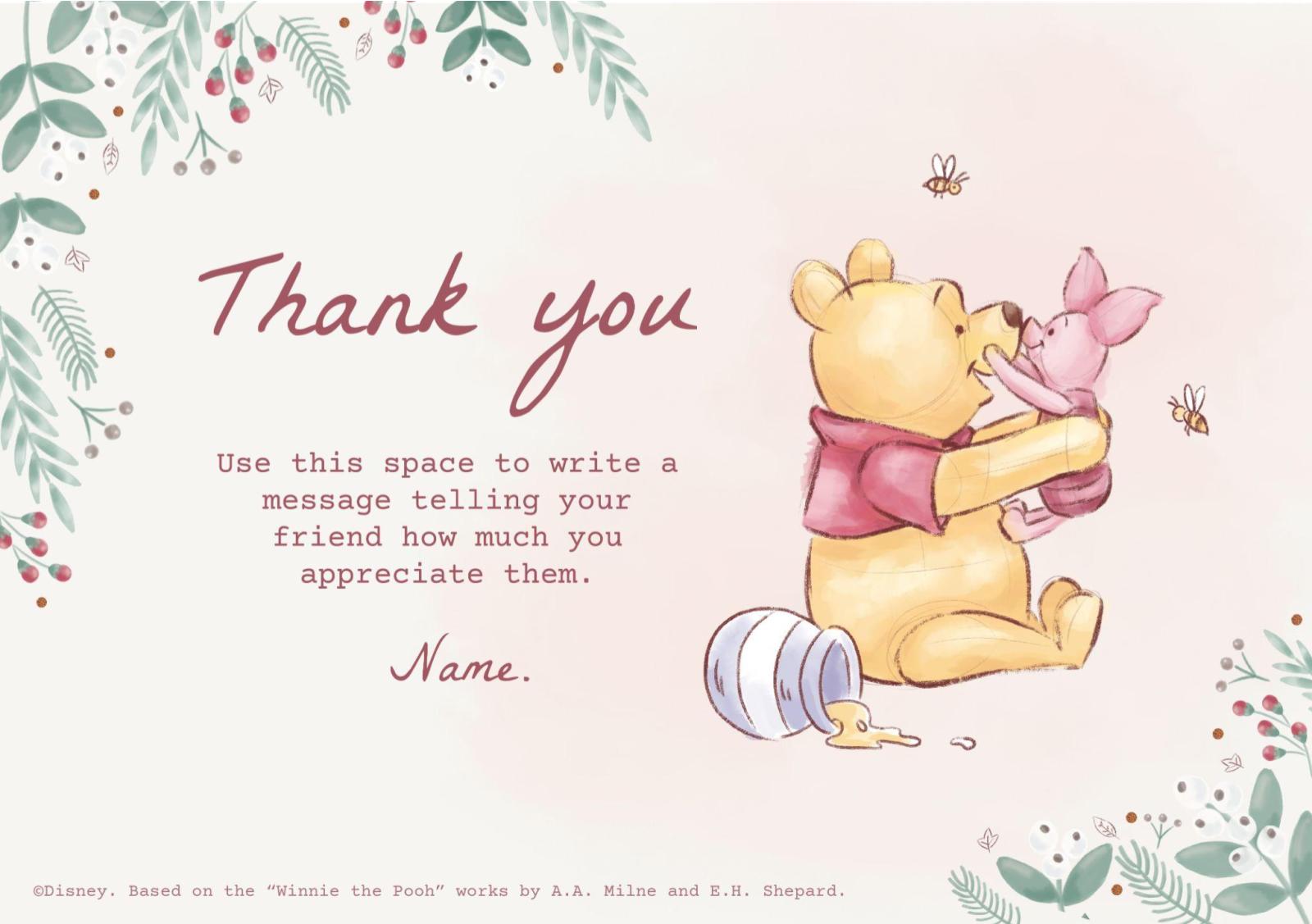 Winnie the Pooh Thank You Card Presentation