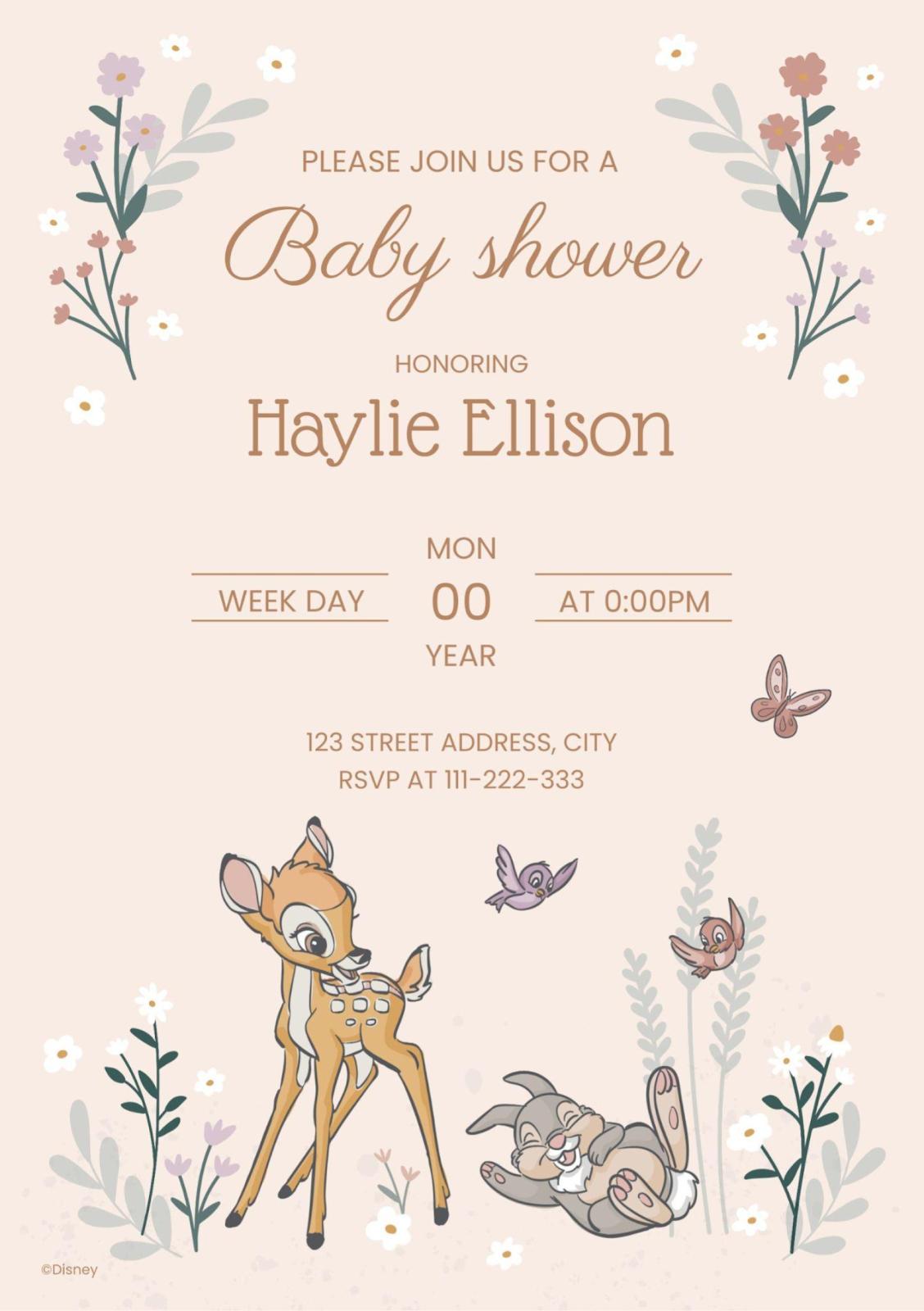 Bambi Baby Shower Invitation Presentation