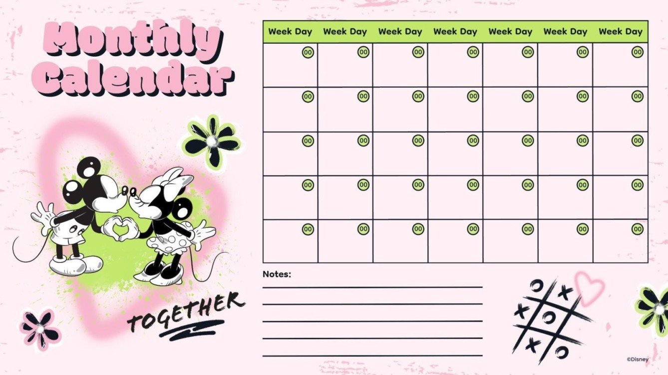 Mickey and Minnie Mouse Together Calendar Presentation