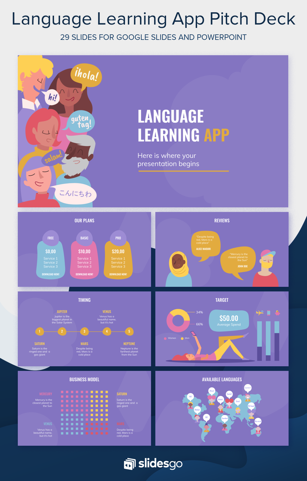 Language Learning App Google Slides and PowerPoint Template