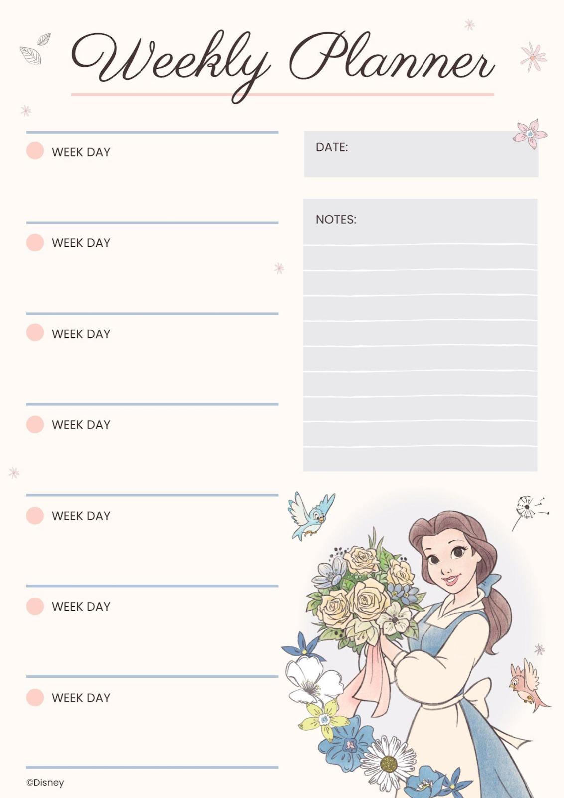 Beauty and the Beast Weekly Planner Presentation