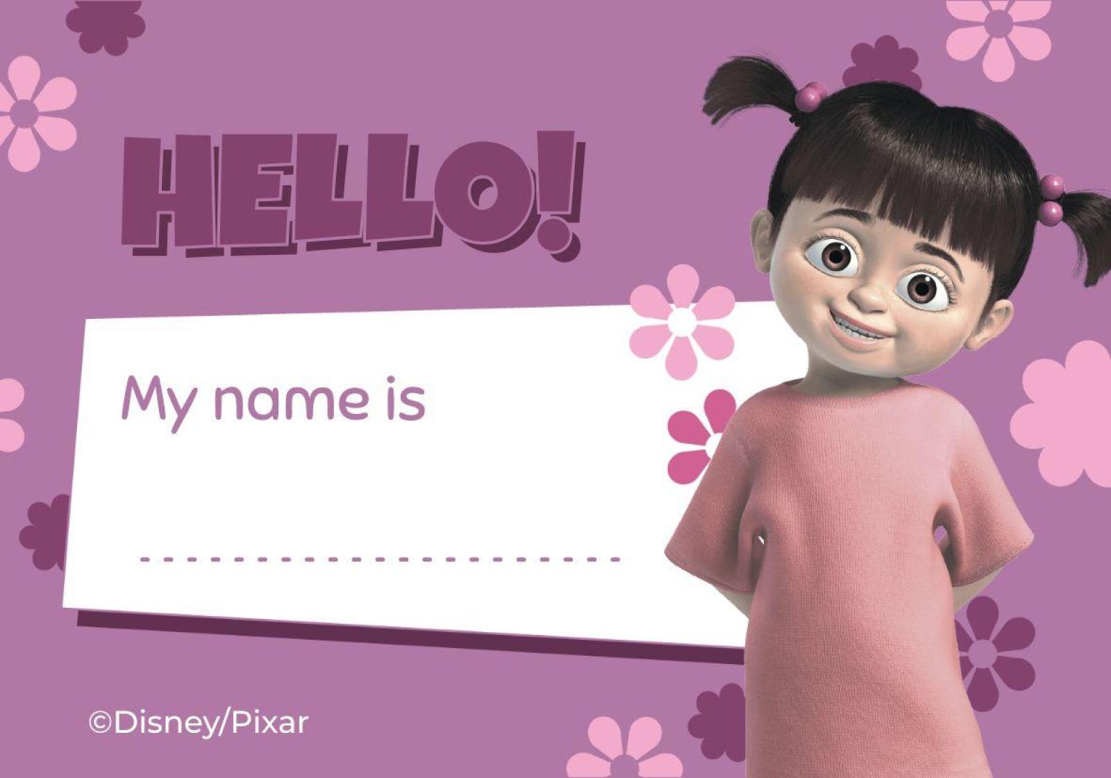 Presentación Etiqueta para el nombre de Boo de Monstruos