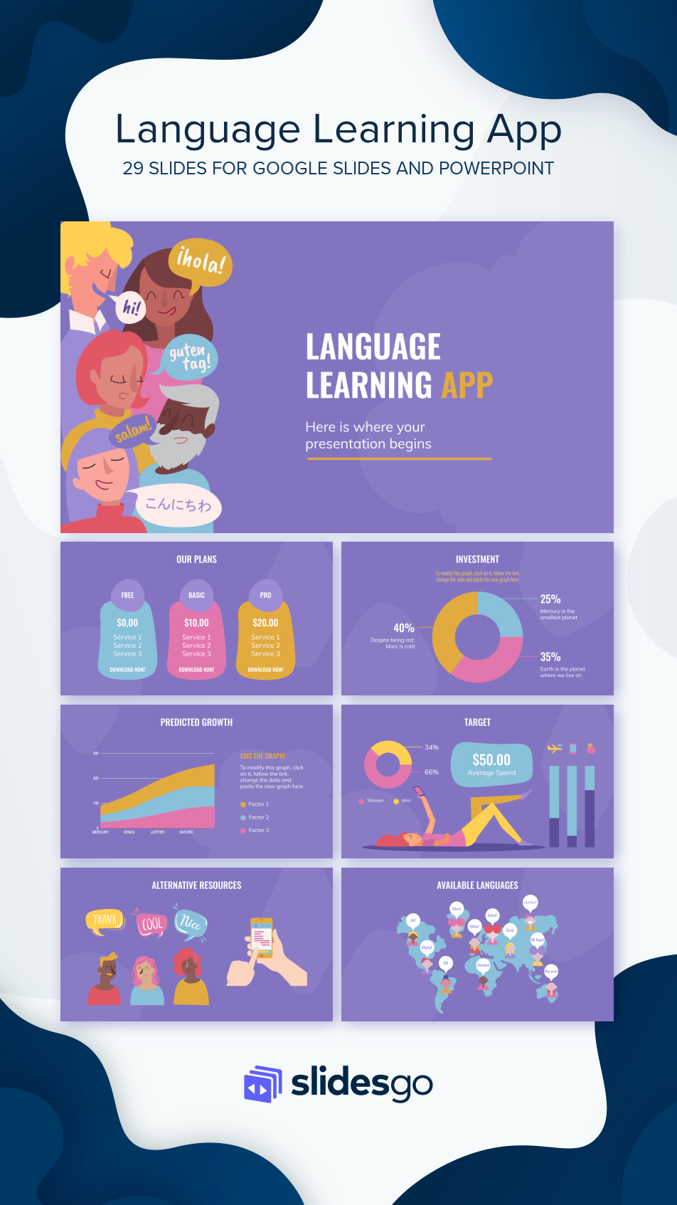 Language Learning App Google Slides and PowerPoint Template