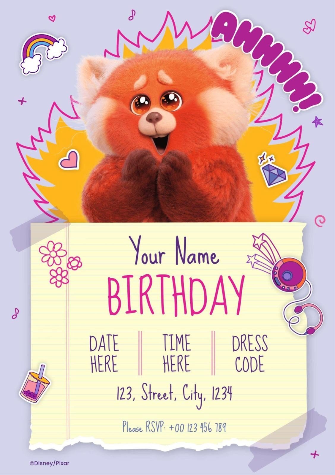 Turning Red Birthday Invitation Presentation