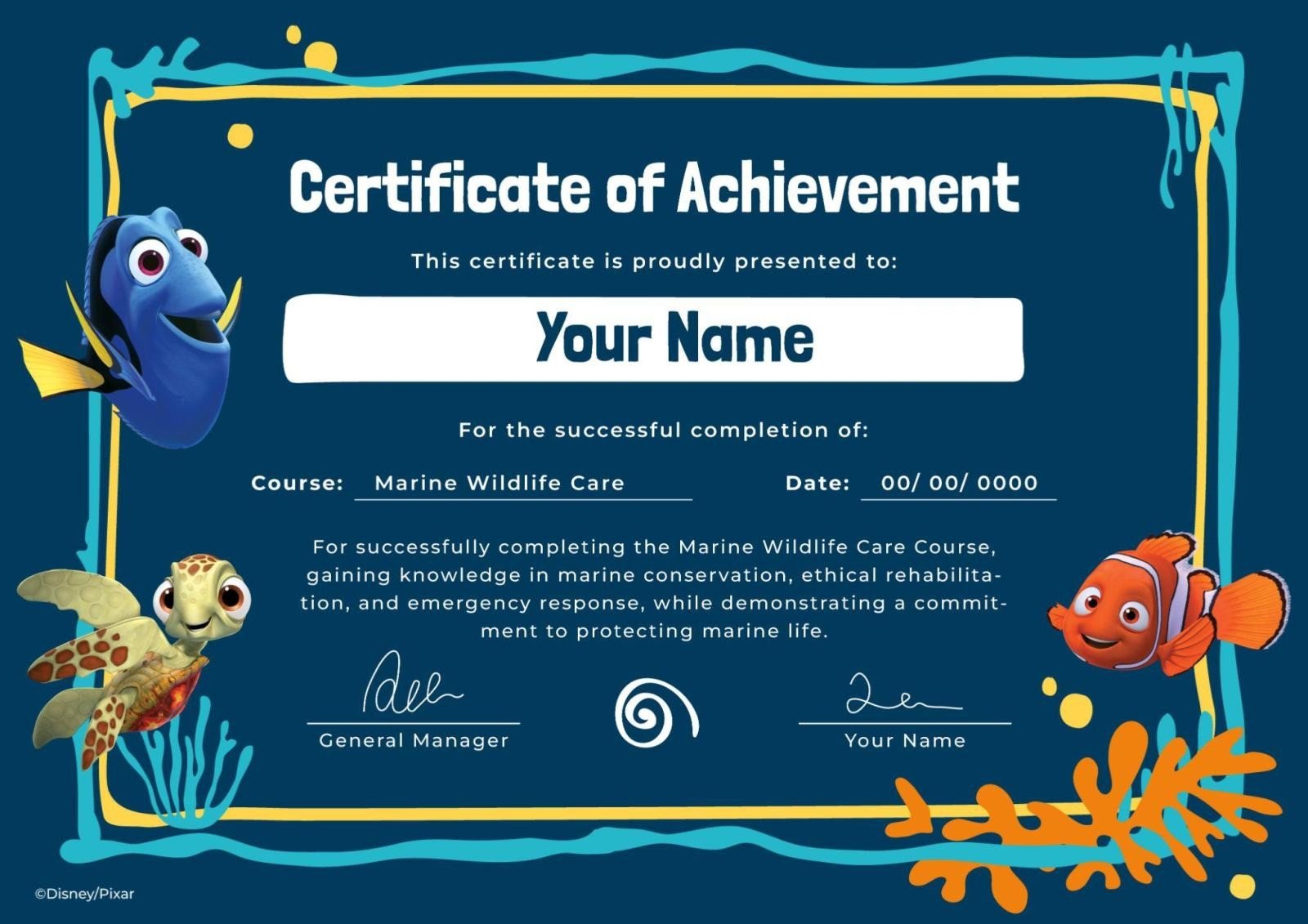 Finding Nemo Certificate Presentation