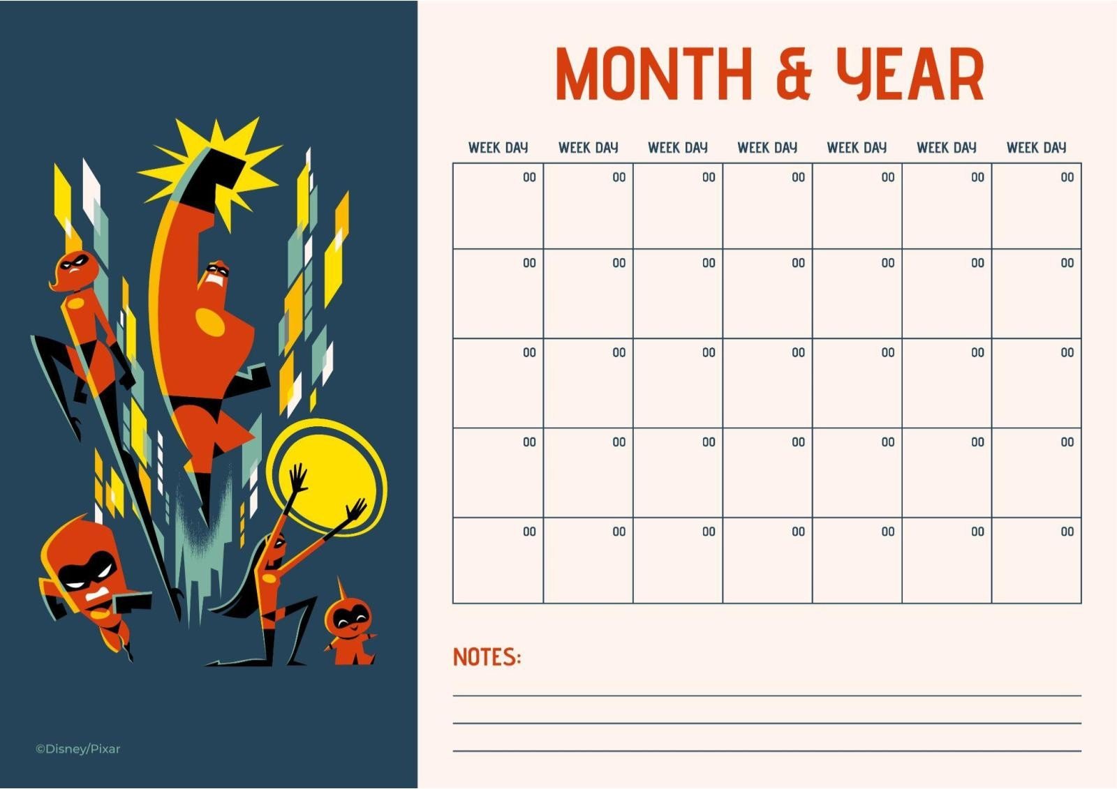 Superheroes: The Incredibles Monthly Calendar Presentation
