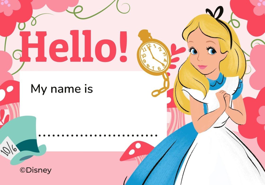 Alice in Wonderland Name Tag Presentation