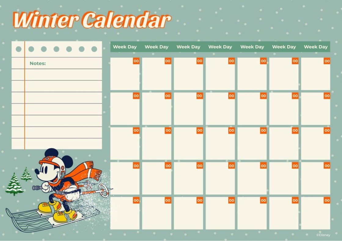 Mickey Mouse Winter Calendar Presentation