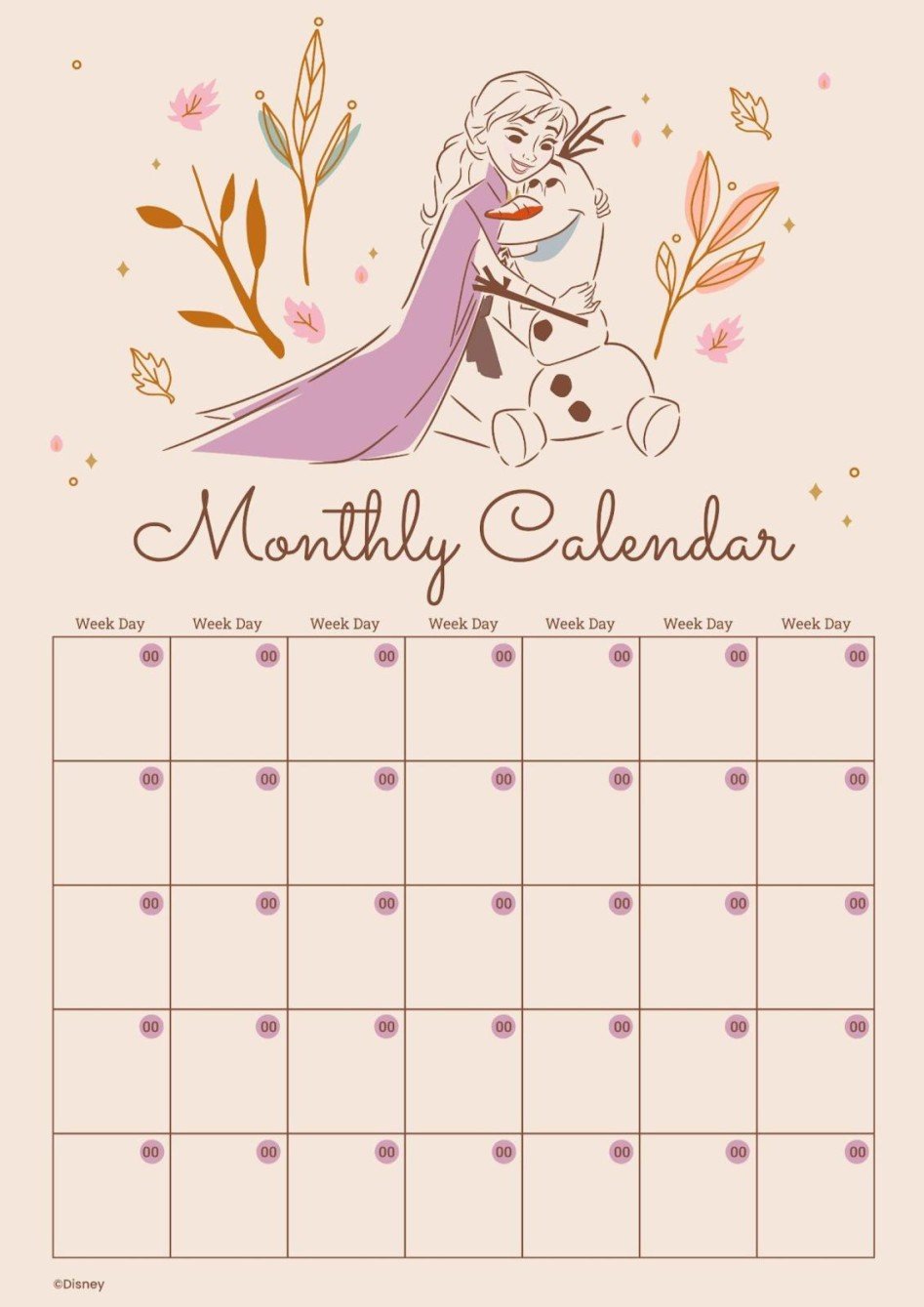 Frozen Monthly Calendar Presentation