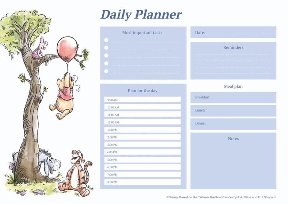 Winnie the Pooh Daily Planner Presentation