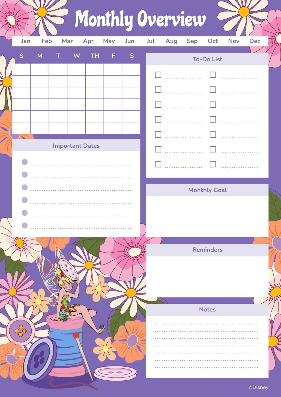 Tinker Bell Monthly Planner Presentation