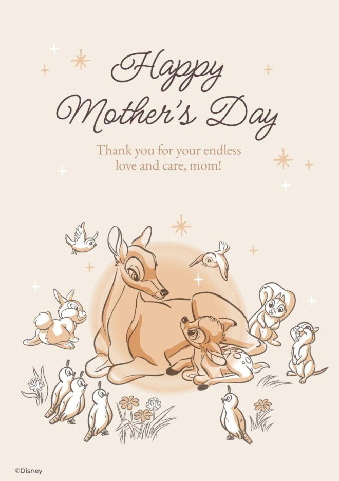 Bambi Characters Mother's Day Card Presentation