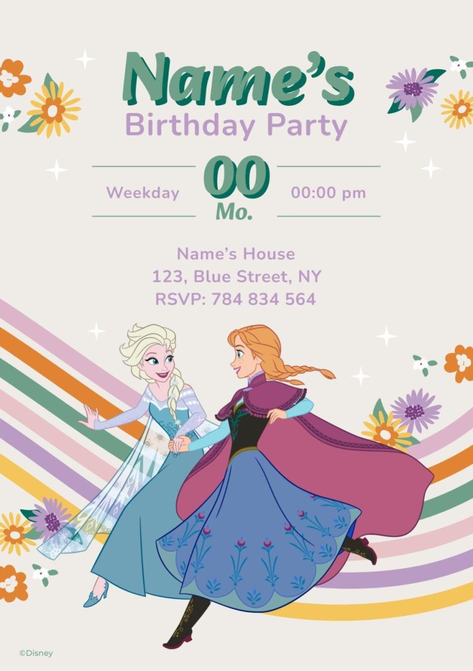 Presentación Invitación horizontal de cumpleaños de Frozen