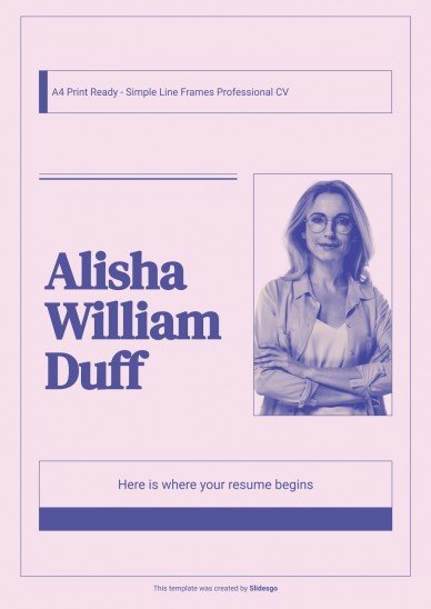 Simple Line Frames Professional CV | Google Slides & PPT