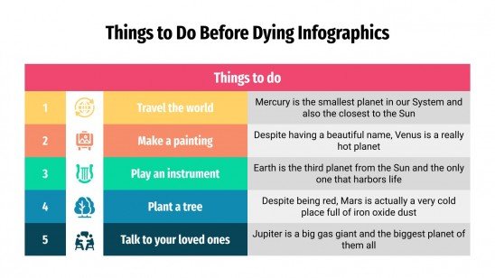 Things to Do Before Dying Infographics | Google Slides & PPT
