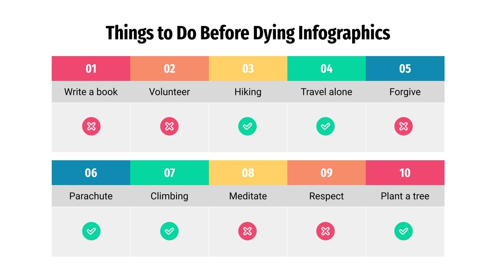 Infografías "cosas que hacer antes de morir" | Google Slides