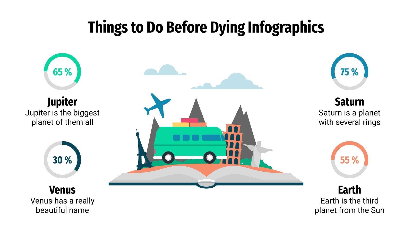 Infografías "cosas que hacer antes de morir" | Google Slides