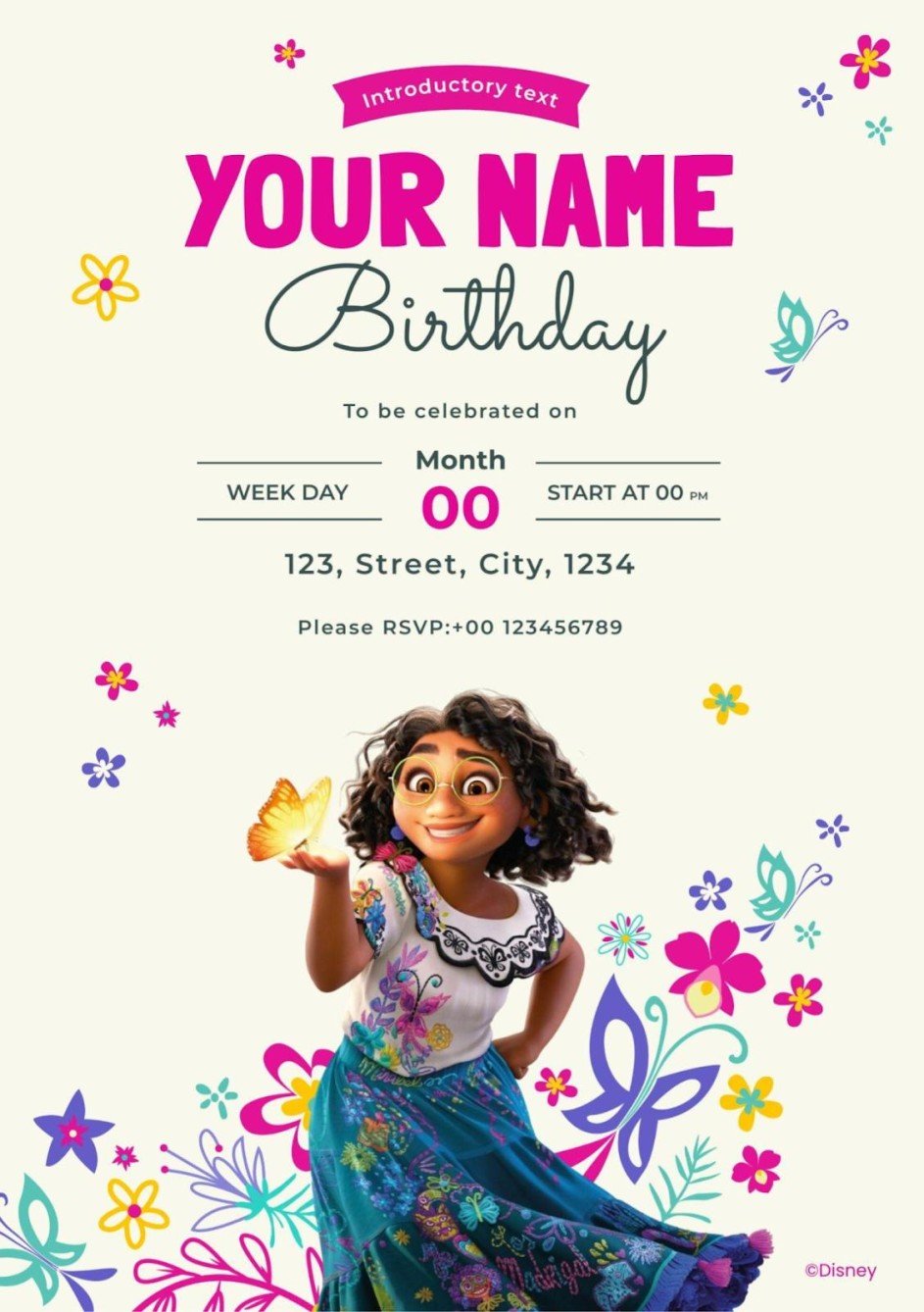 Mirabel Encanto Birthday Invitation Presentation