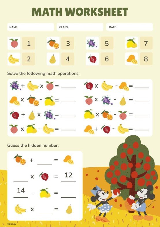 Mickey Mouse Math Worksheet Presentation