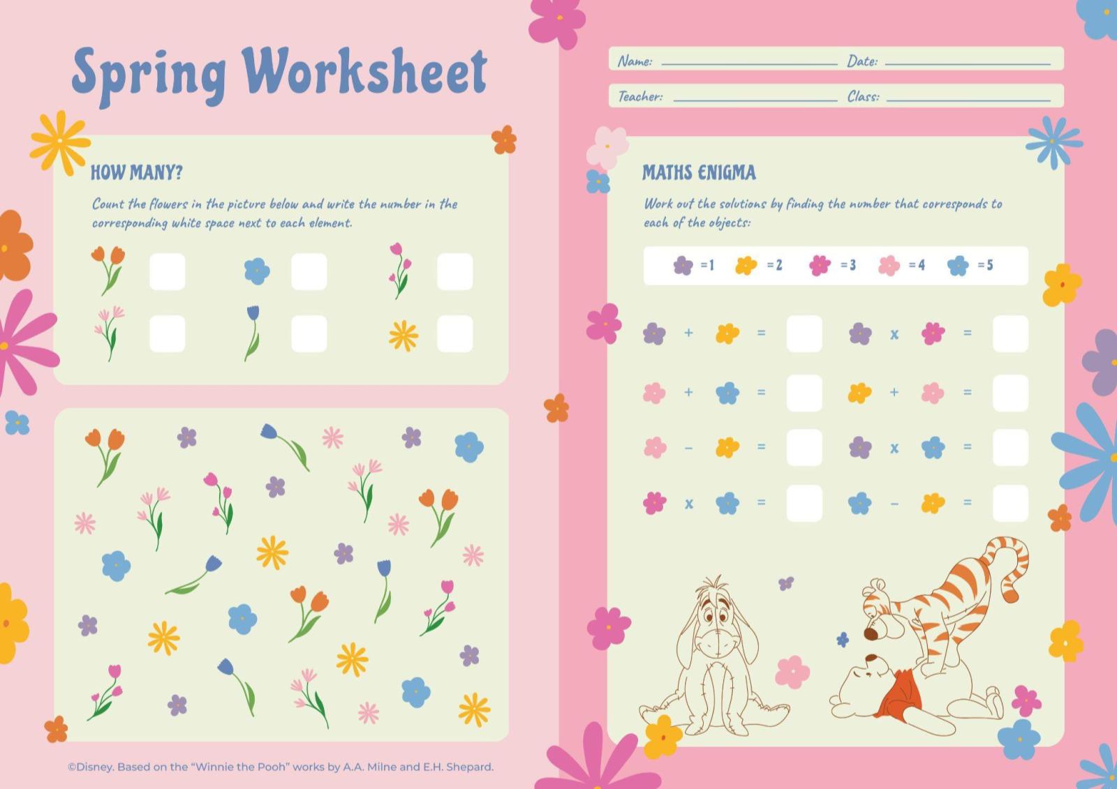 Winnie the Pooh Spring Worksheet Presentation