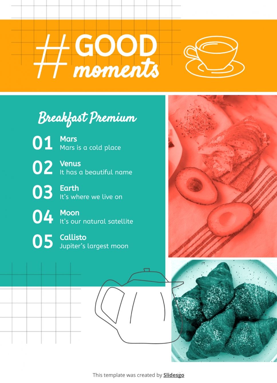 Colorful Breakfast Menu Google Slides theme & PPT template