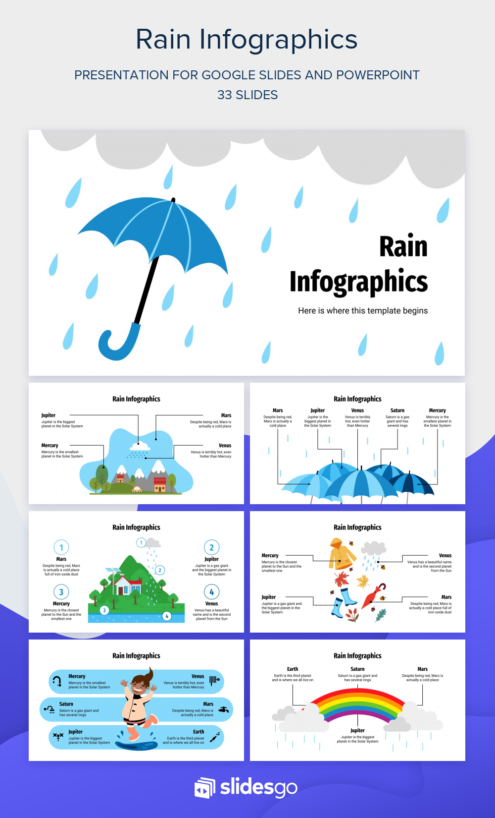 Rain Infographics | Google Slides and PowerPoint template