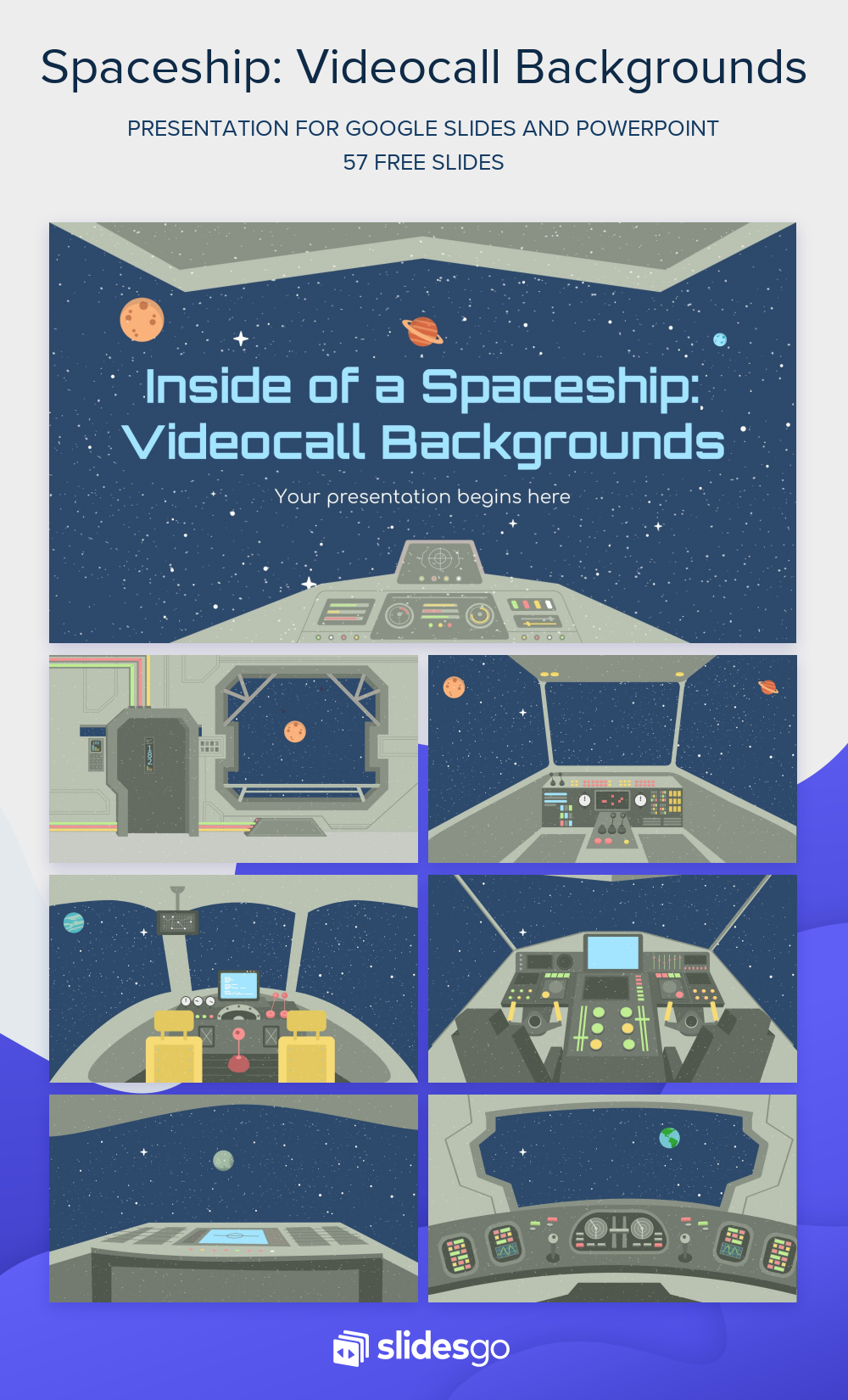 On a Spaceship: Videocall Backgrounds | Google Slides & PPT