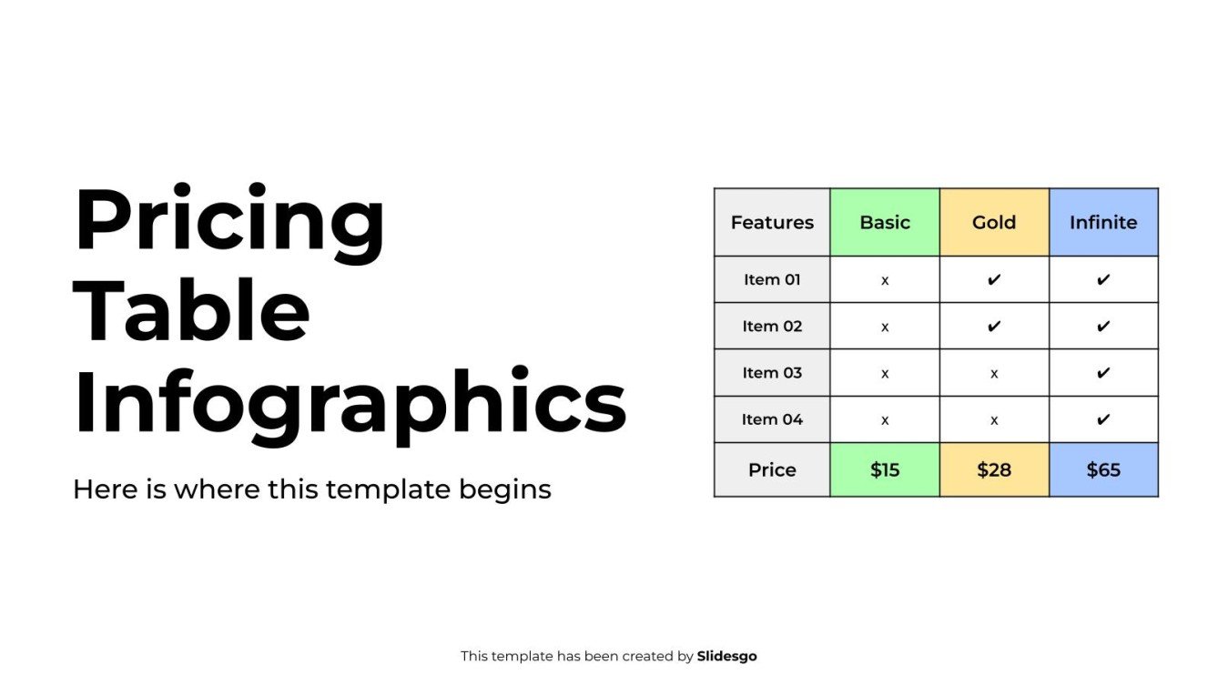 Pricing Table Infographics Template