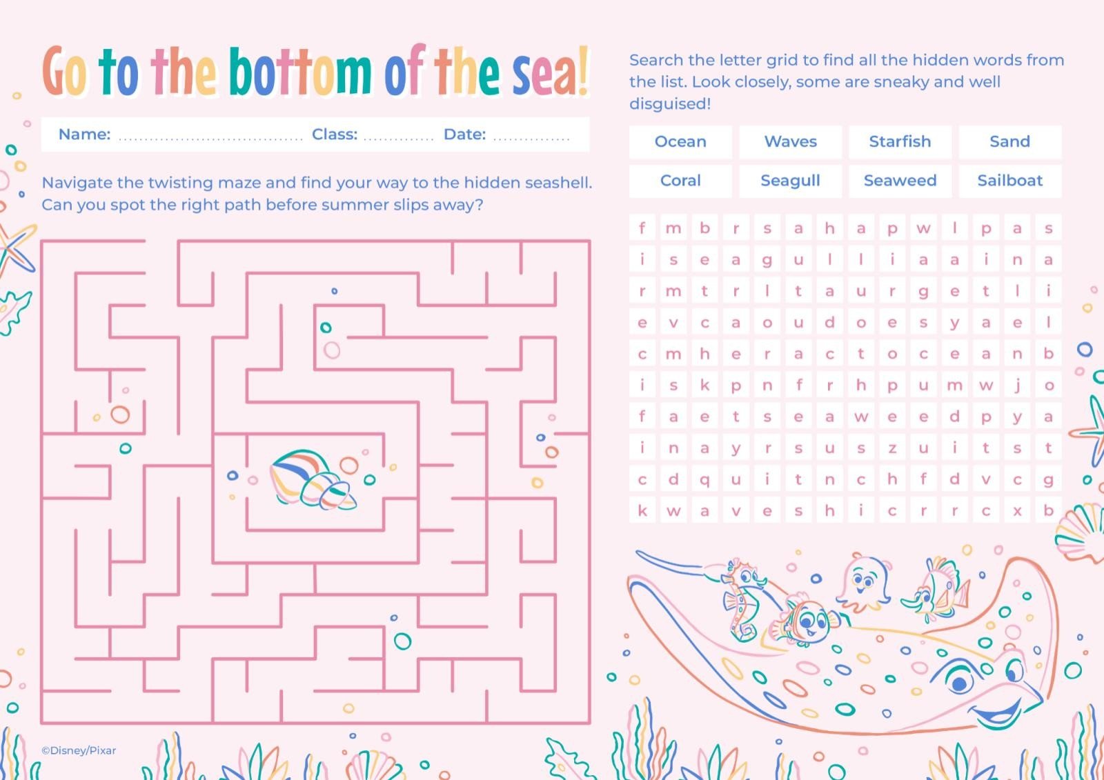 Finding Nemo School Worksheet Presentation