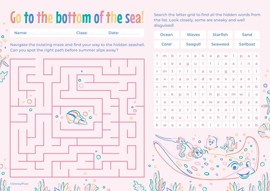 Finding Nemo School Worksheet Presentation