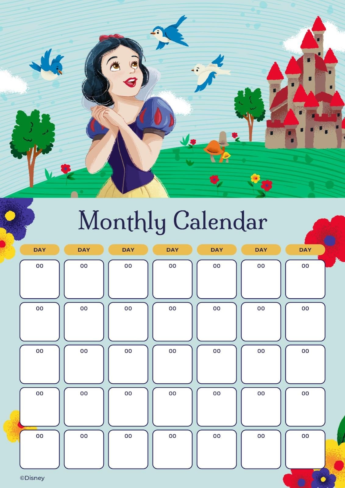 Snow White Monthly Calendar Presentation