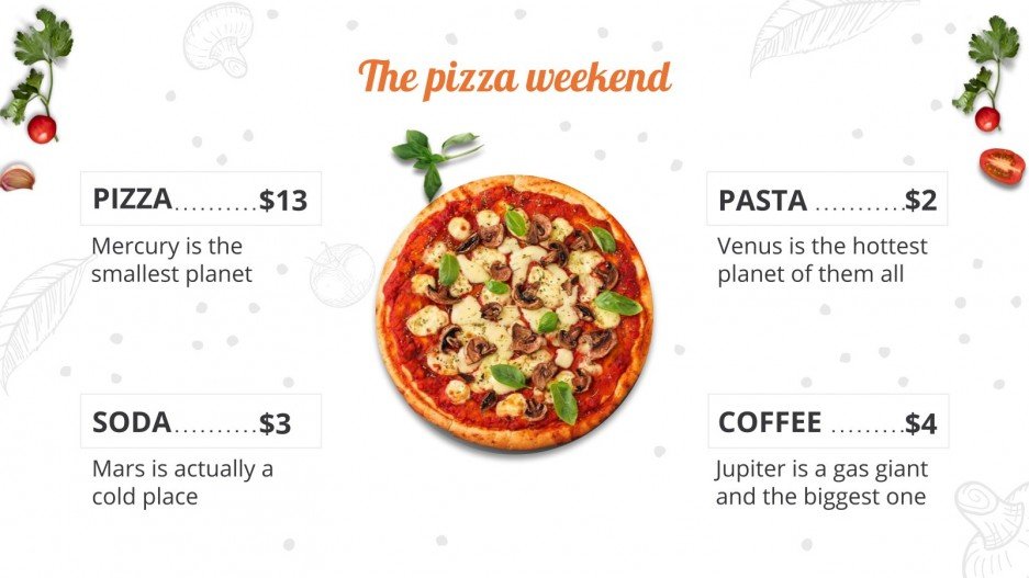 Pizzeria Digital Menu Board | Google Slides & PPT template