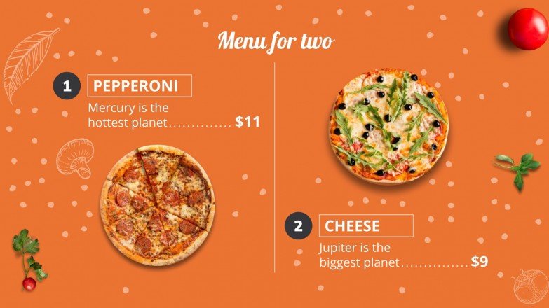 Pizzeria Digital Menu Board | Google Slides & PPT template