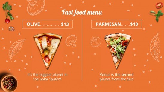 Pizzeria Digital Menu Board | Google Slides & PPT template