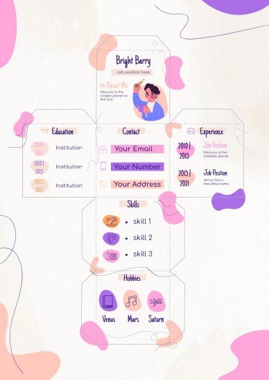 Printable & Buildable CV Cube: Illustrator | Google Slides & PPT