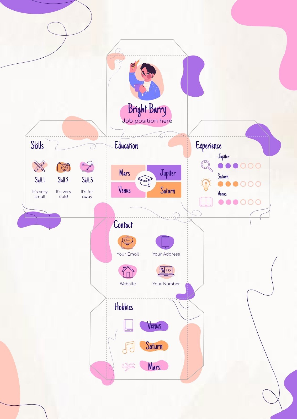 Printable & Buildable CV Cube: Illustrator | Google Slides & PPT