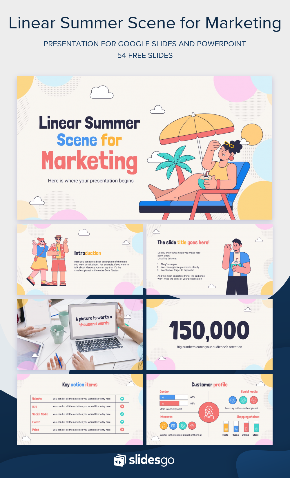 Linear Summer Scene for Marketing | Google Slides & PowerPoint