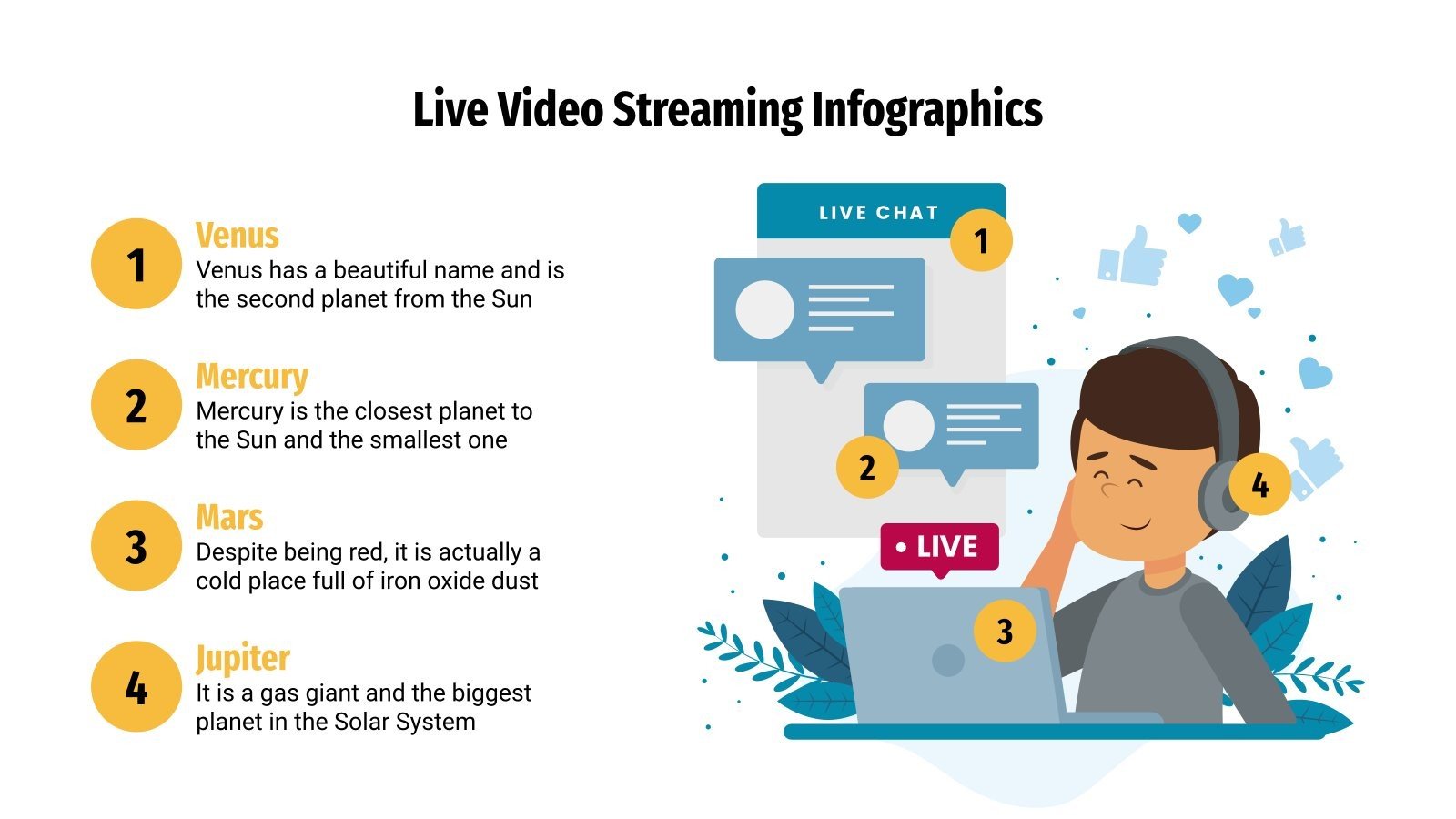Live Video Streaming Infographics | Google Slides & PowerPoint