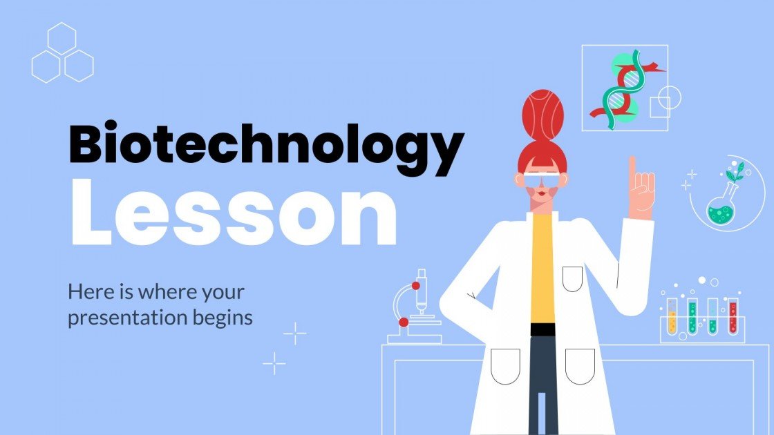 Google Slides and PowerPoint templates about biotechnology