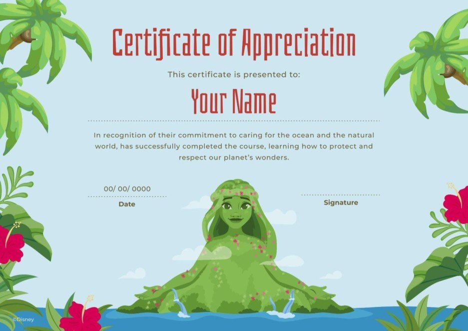 Moana Summer Certificate Presentation