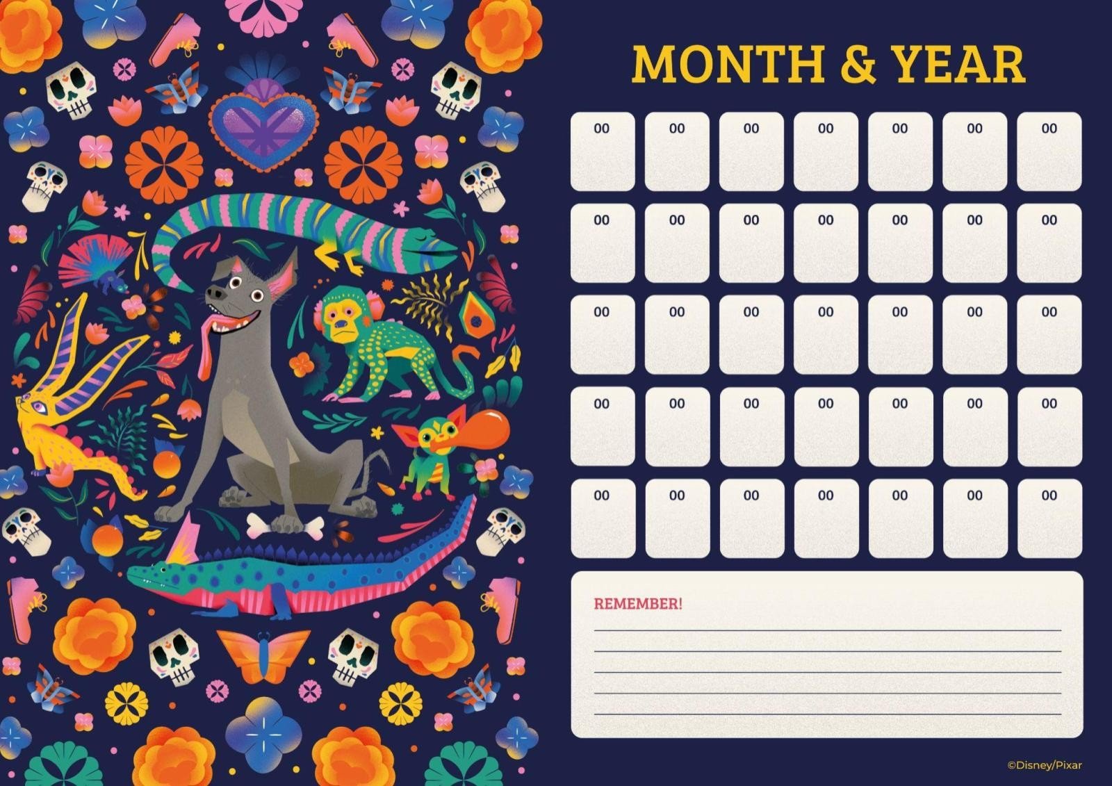 Colorful Coco Monthly Calendar Presentation