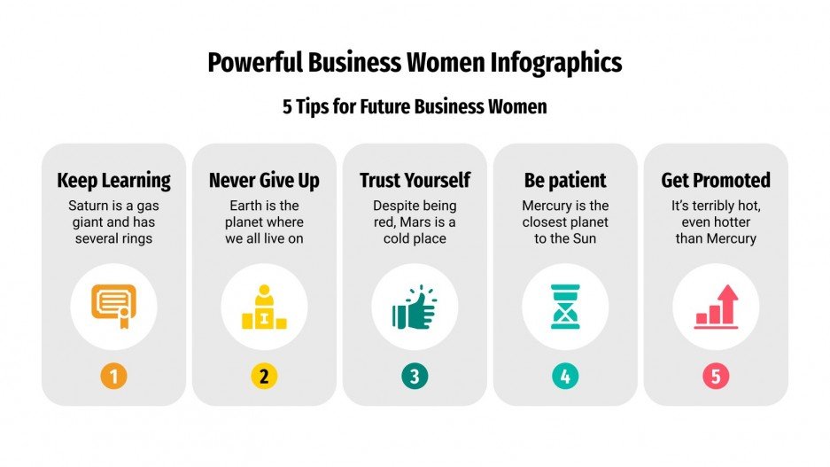Powerful Business Women Infographics | Google Slides & PPT