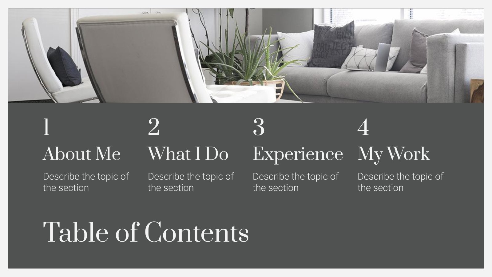 Interior Design Portfolio Google Slides Theme and PPT Template