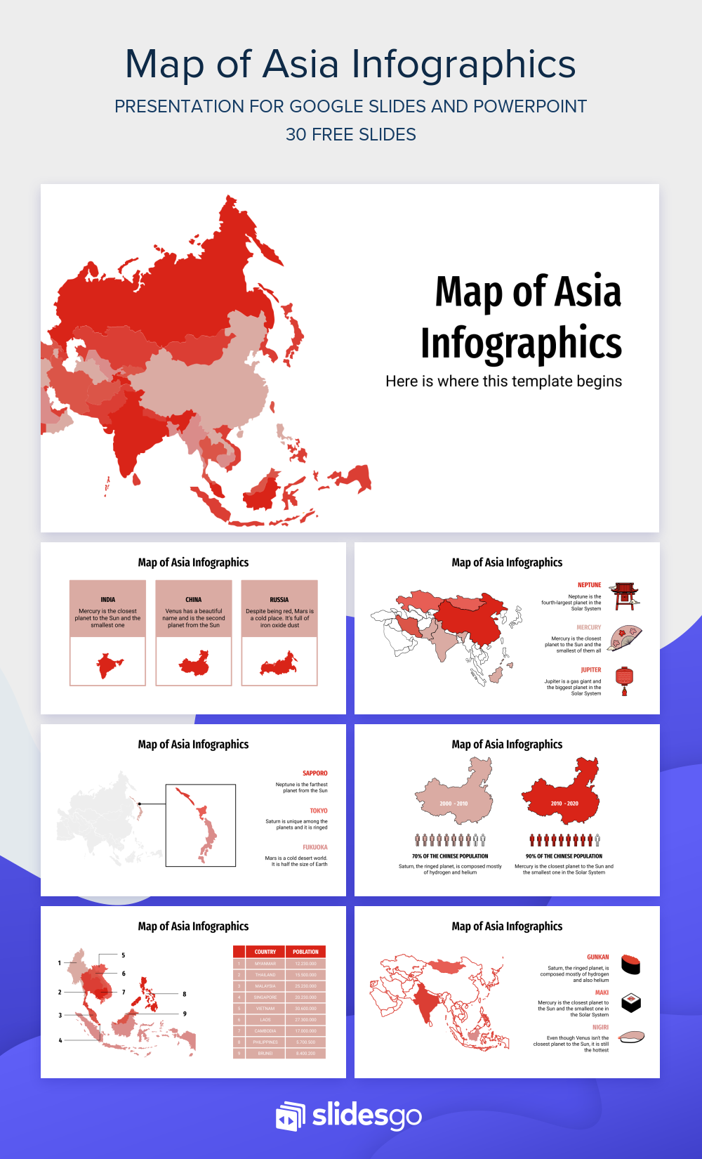 Map of Asia Infographics for Google Slides & PowerPoint